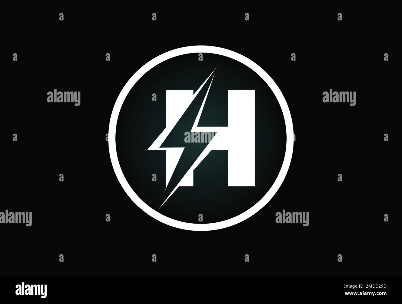 Initial H letter logo design with lighting thunder bolt. Electric bolt ...