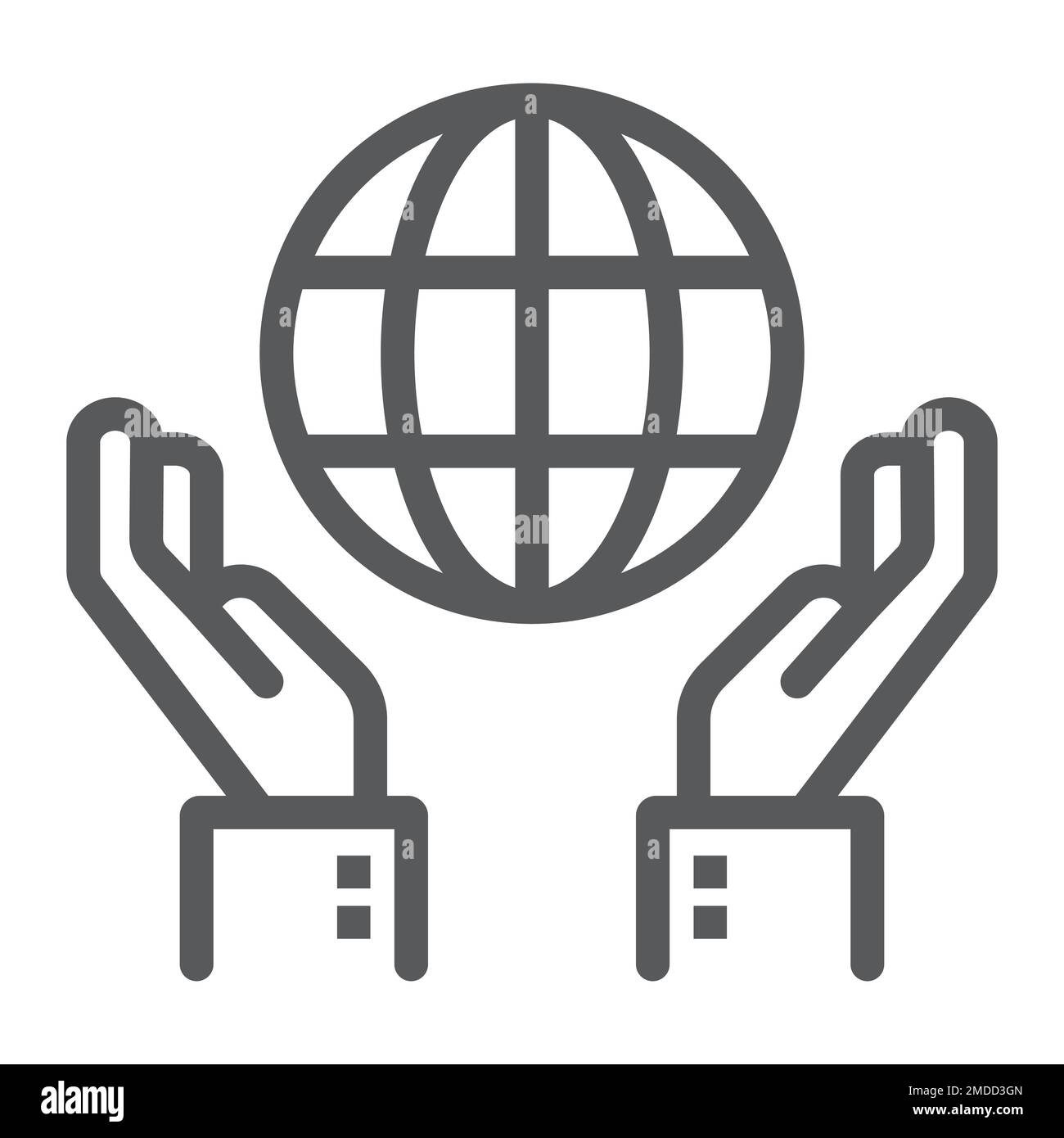 Biosphere conservation line icon, ecology and energy, hands holding ...