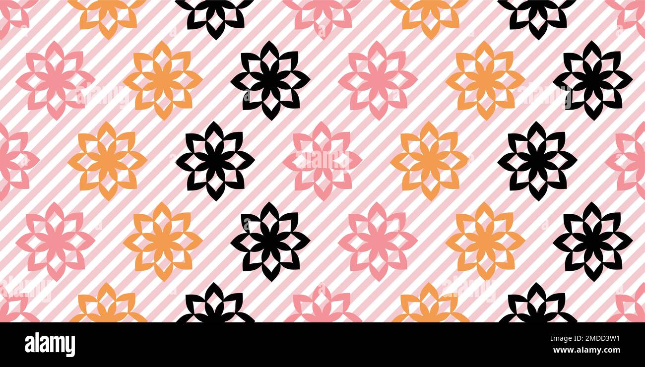 Floral seamless pattern on striped background. Stock illustration ...