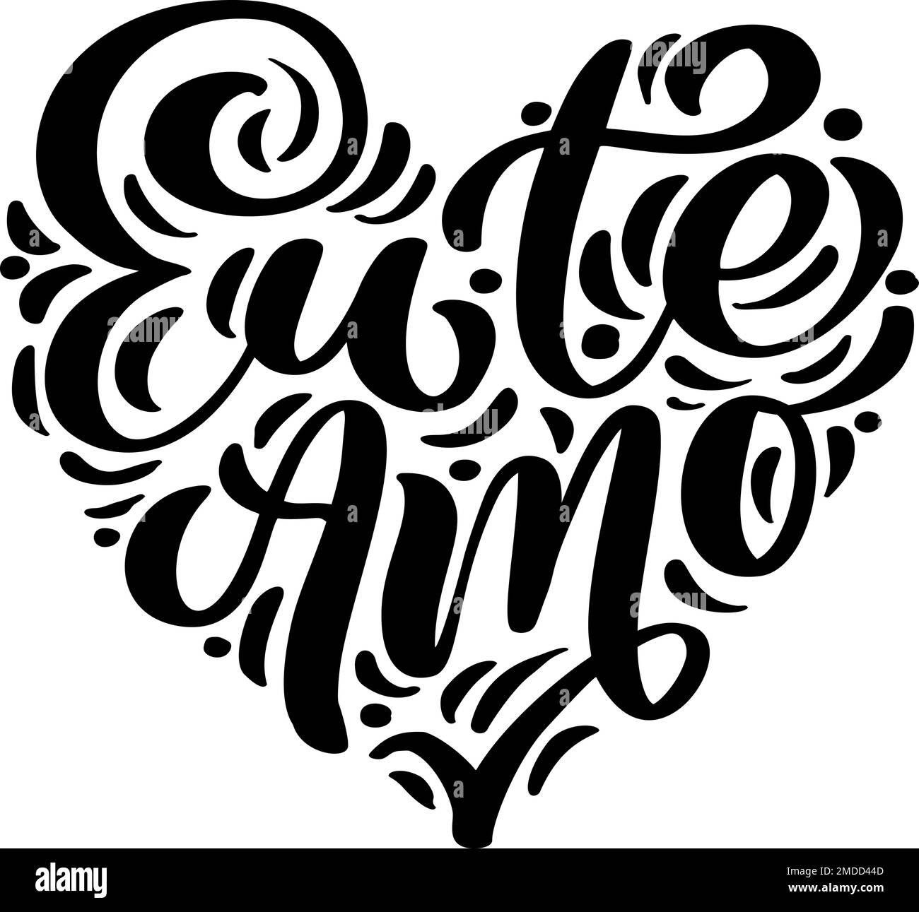 I love you on Portuguese Eu te Amo. Black vector calligraphy lettering ...