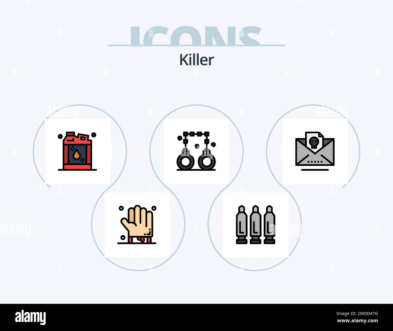 Killer Line Filled Icon Pack 5 Icon Design. crossing. siren. drug ...