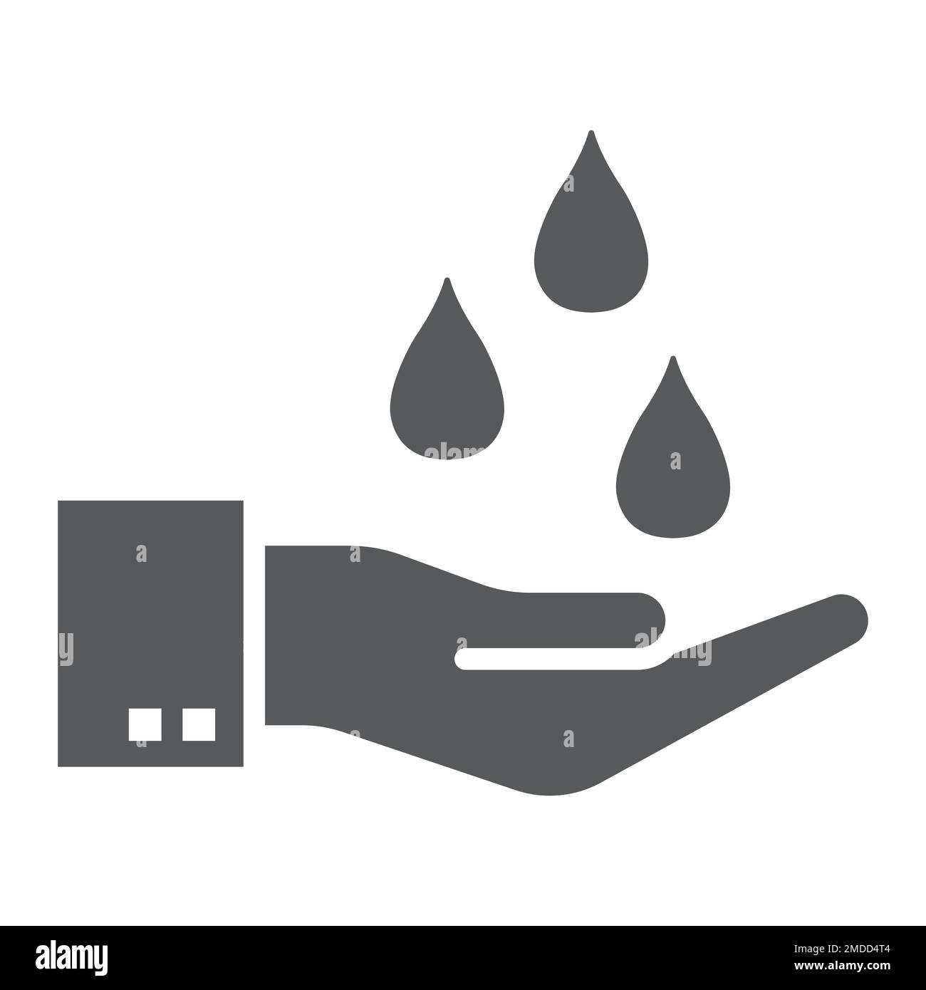 Water drops in hand glyph icon, ecology and save water, purfied water ...