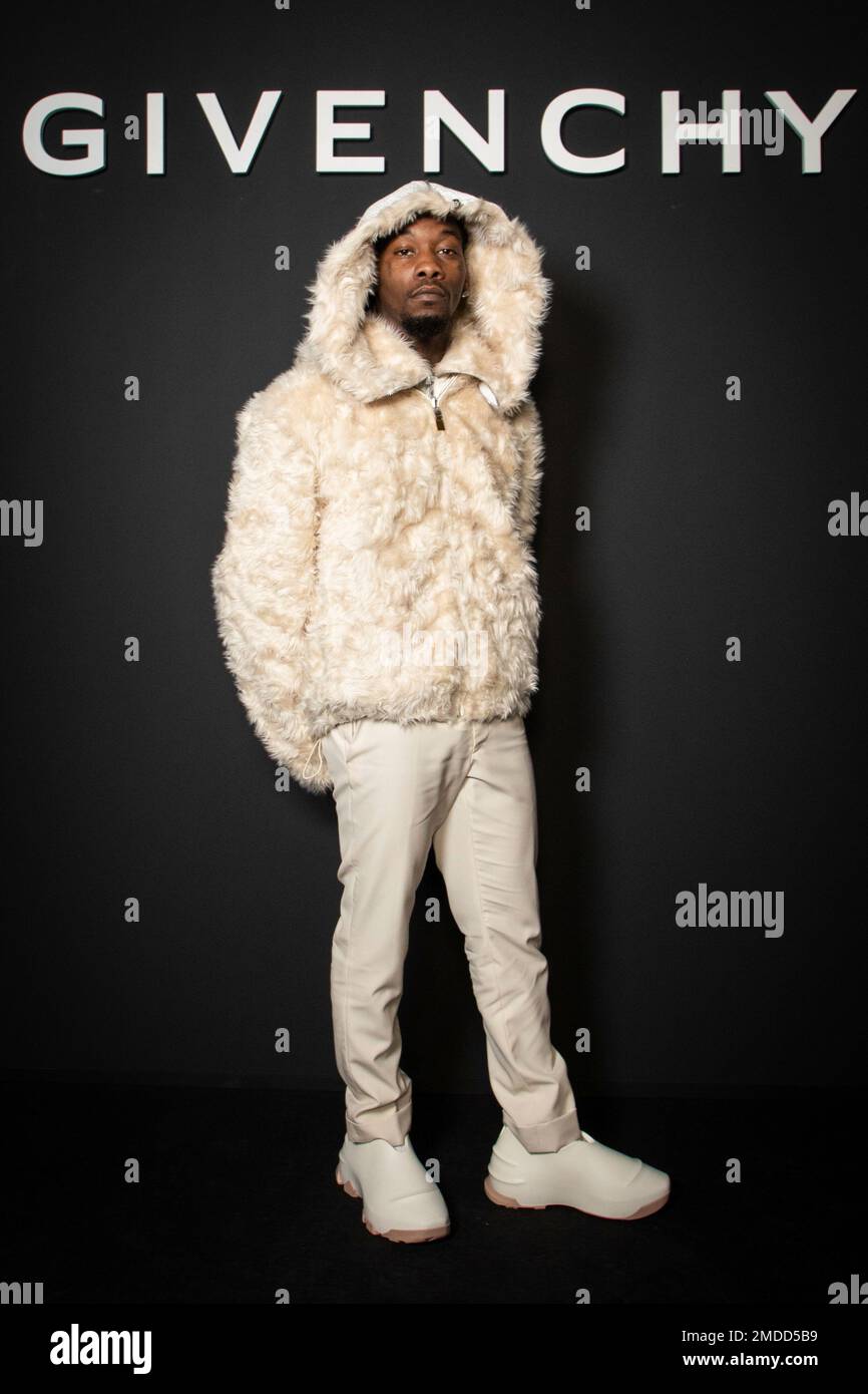 Offset poses for photographers prior to the Givenchy Spring-Summer 2022 ...