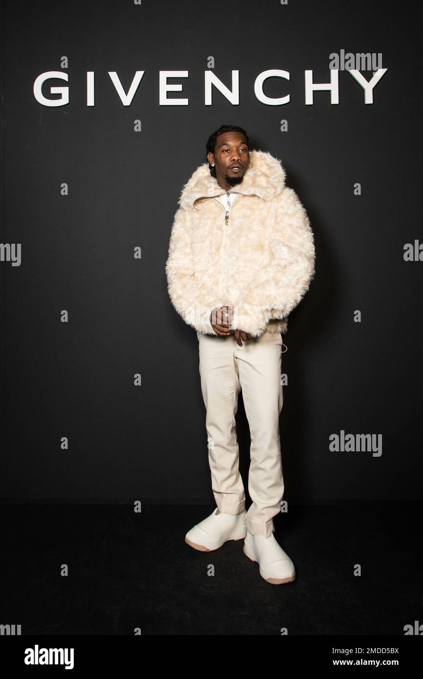 Offset poses for photographers prior to the Givenchy Spring-Summer 2022 ...