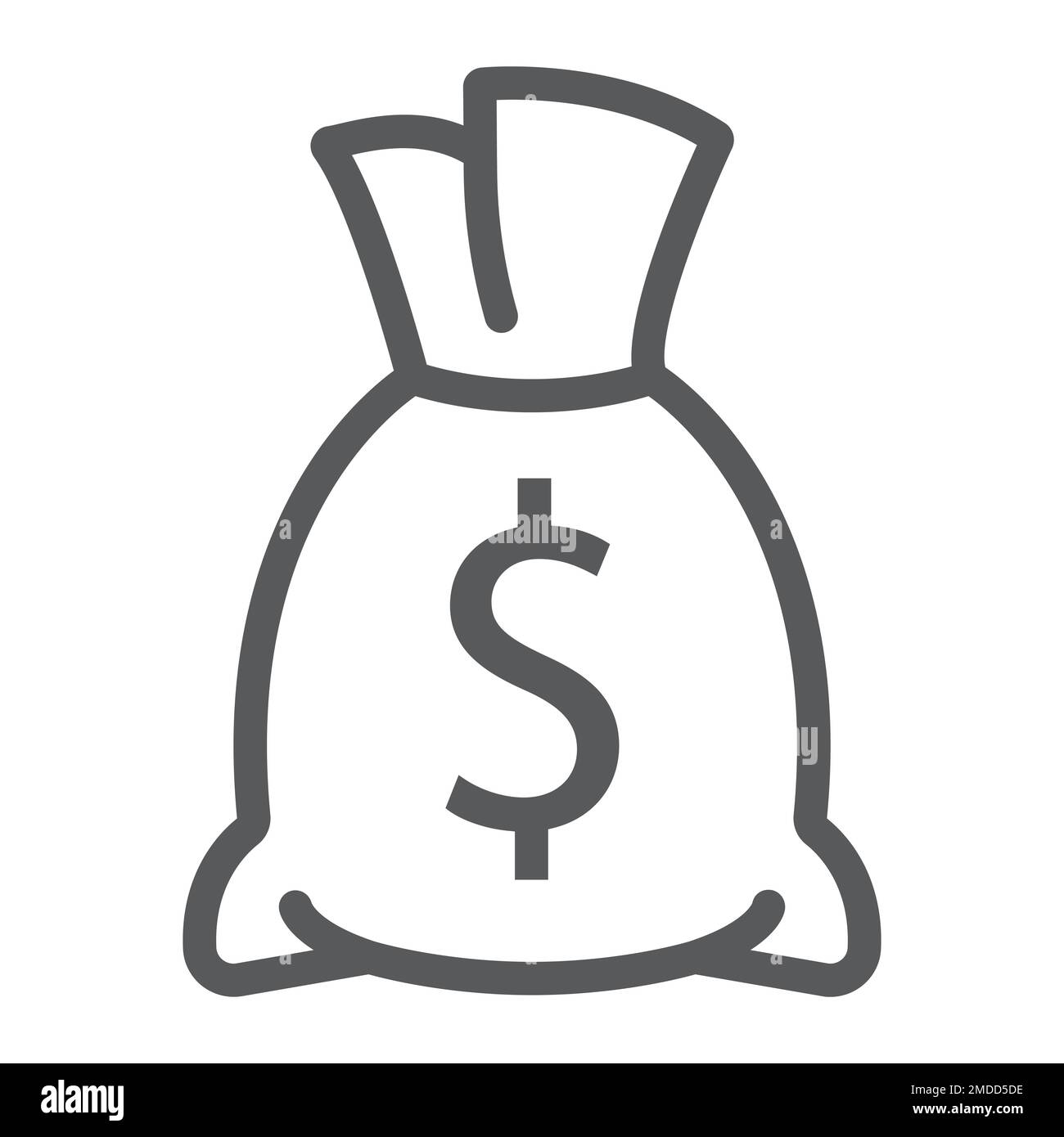 Money bag line icon, finance and banking, income sign, vector graphics ...