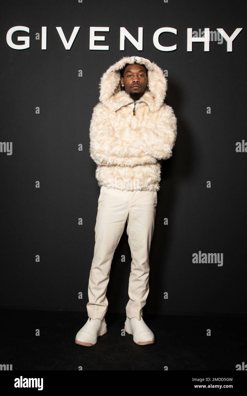 Offset poses for photographers prior to the Givenchy Spring-Summer 2022 ...