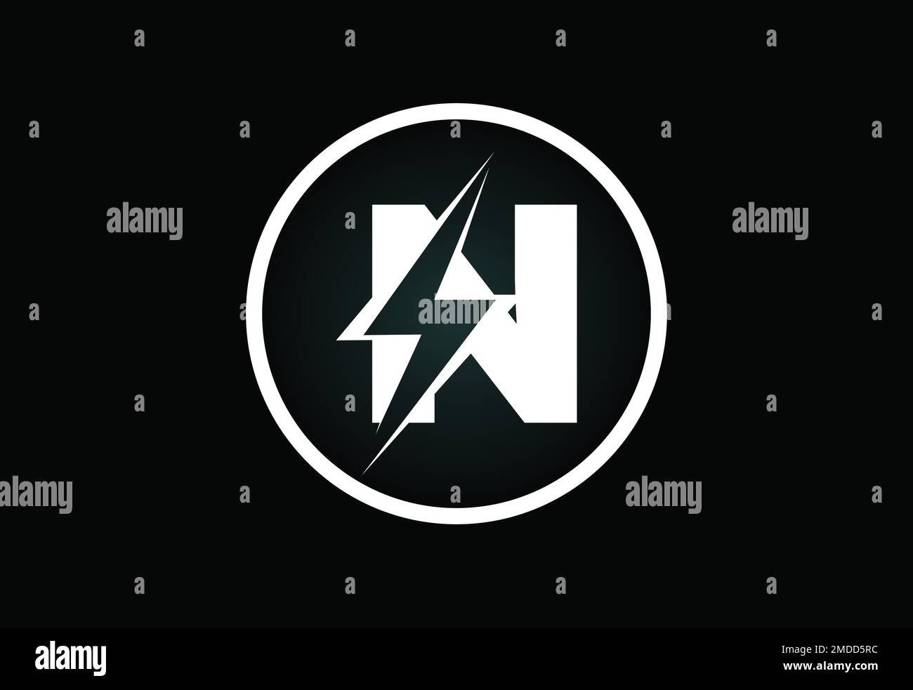 Initial N letter logo design with lighting thunder bolt. Electric bolt ...