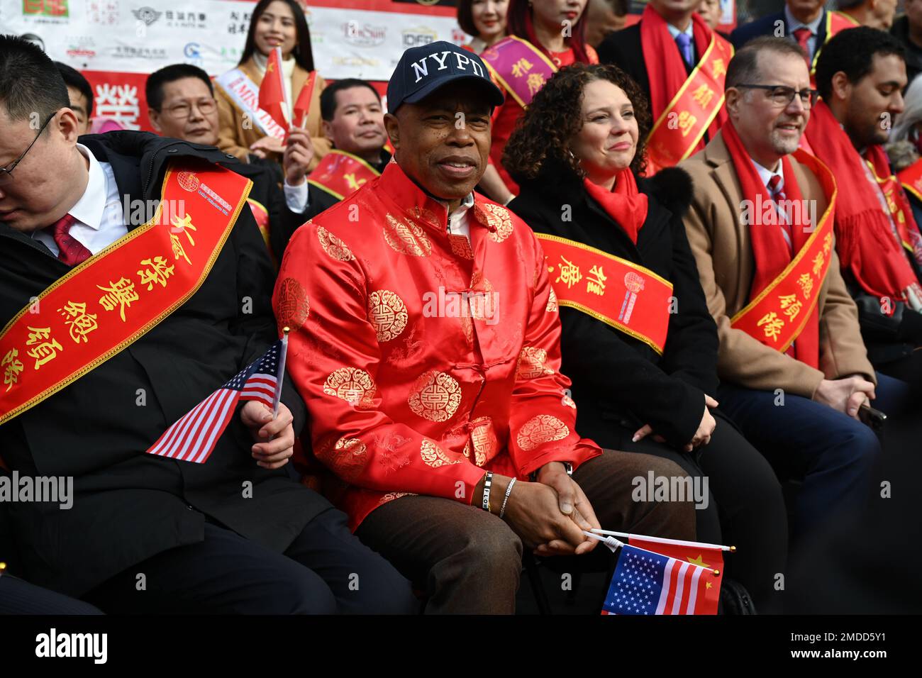 Mayor Eric Adams attends the Chinese New Year Firecracker Ceremony and ...