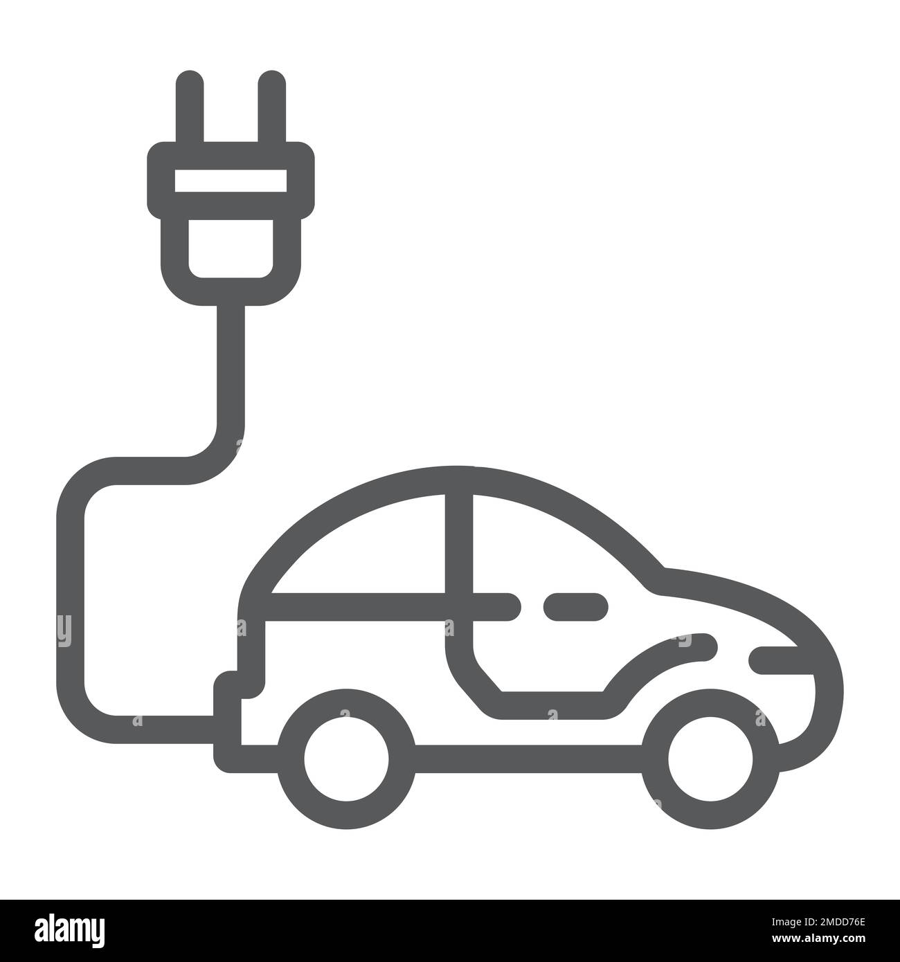 Electric car line icon, ecology car and energy, sustainable transport ...
