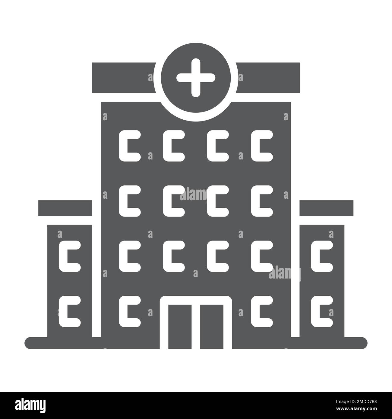 Hospital glyph icon, architecture and building, medical center sign ...