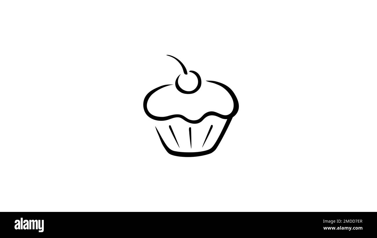 Creative Cherry Cake Cupcake Muffin Logo Vector Illustration Stock ...