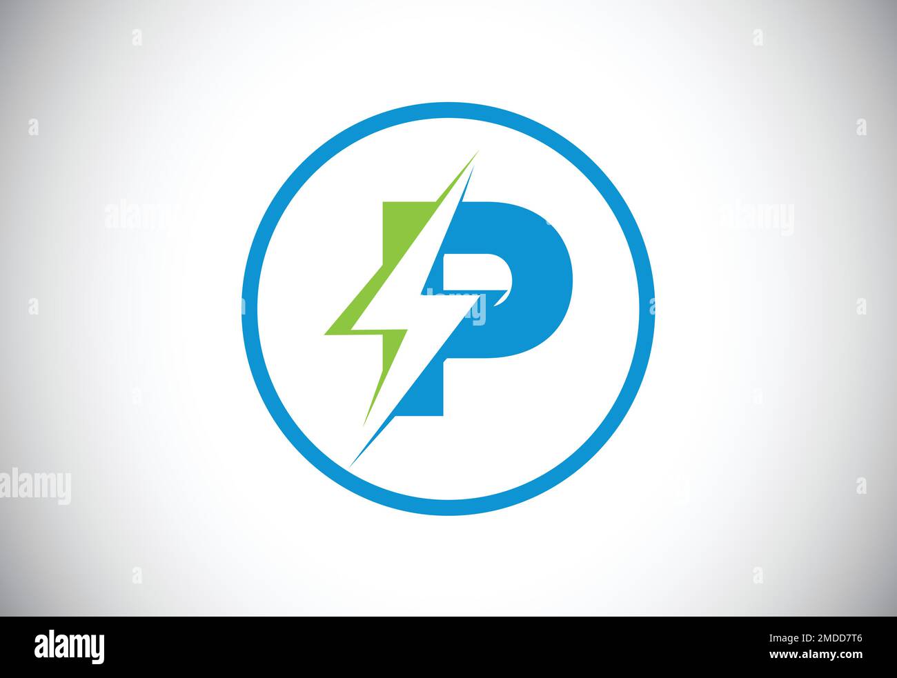 Initial P letter logo design with lighting thunder bolt. Electric bolt ...