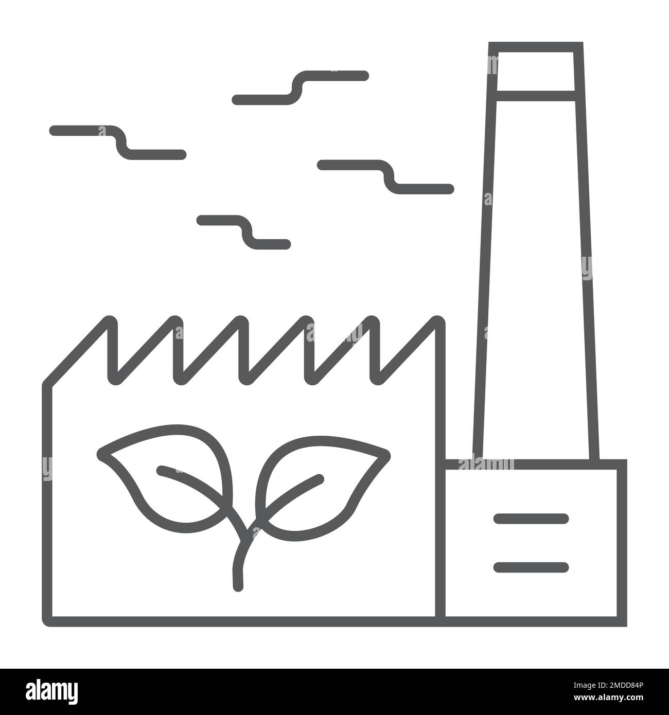 Green Factory thin line icon, ecology and energy, green industry sign ...