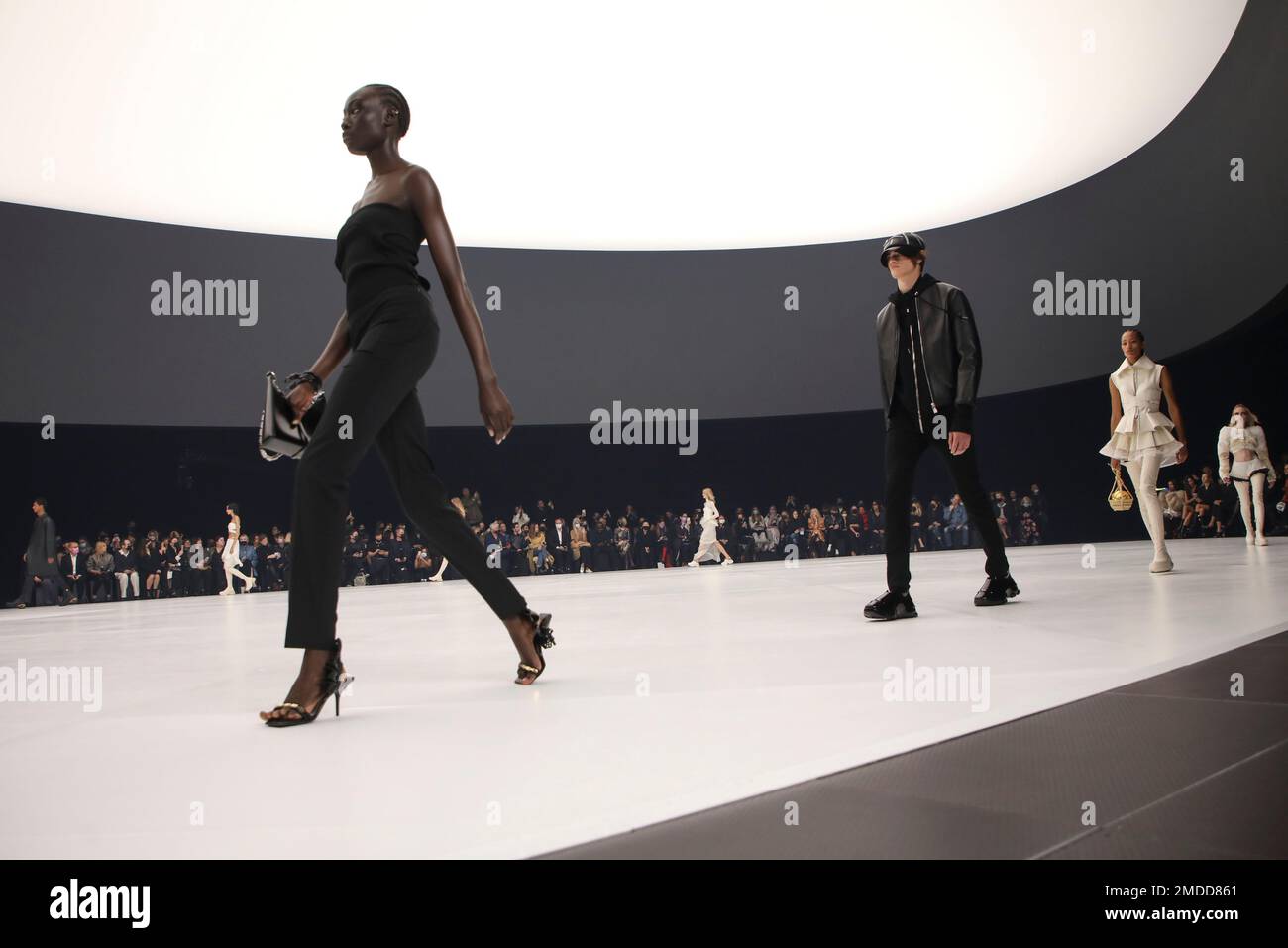 Models wear creations for the Givenchy Spring-Summer 2022 ready-to-wear ...