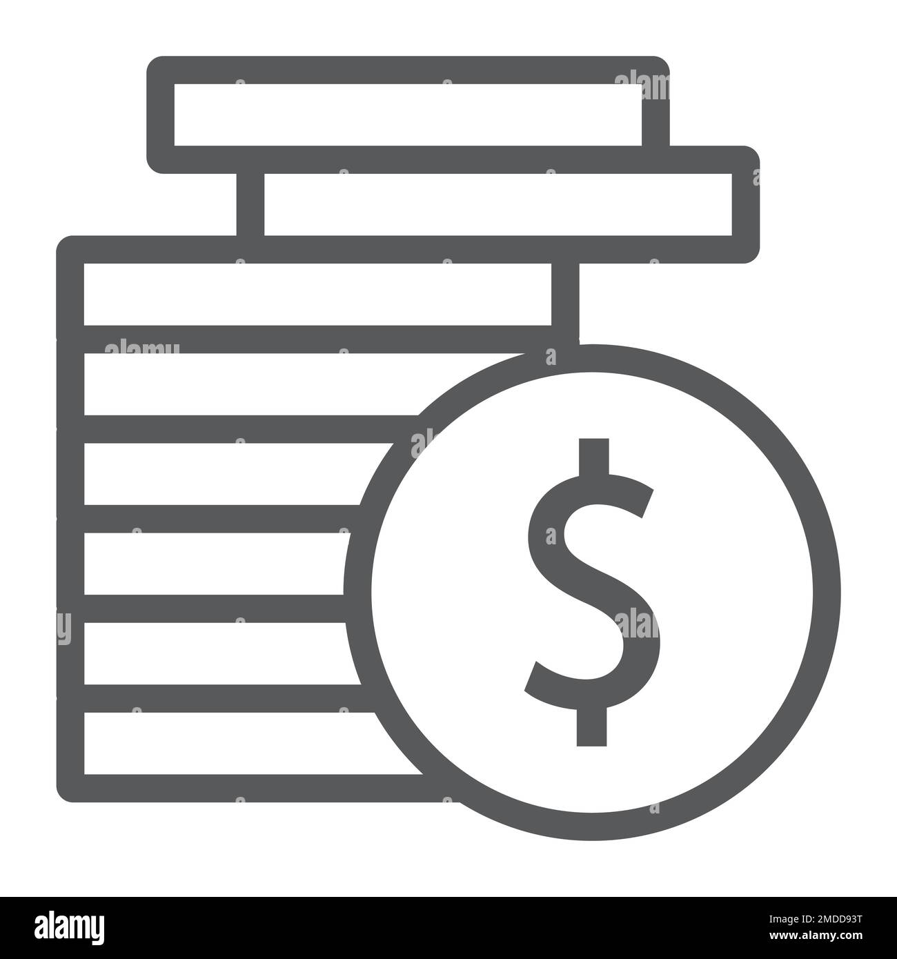 Coins line icon, finance and banking, currency sign, vector graphics, a ...