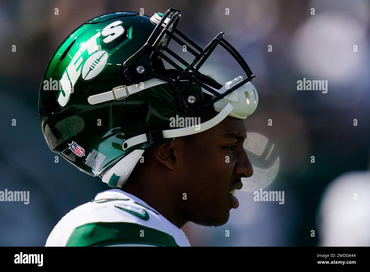 New York Jets cornerback Bryce Hall practices before an NFL football ...