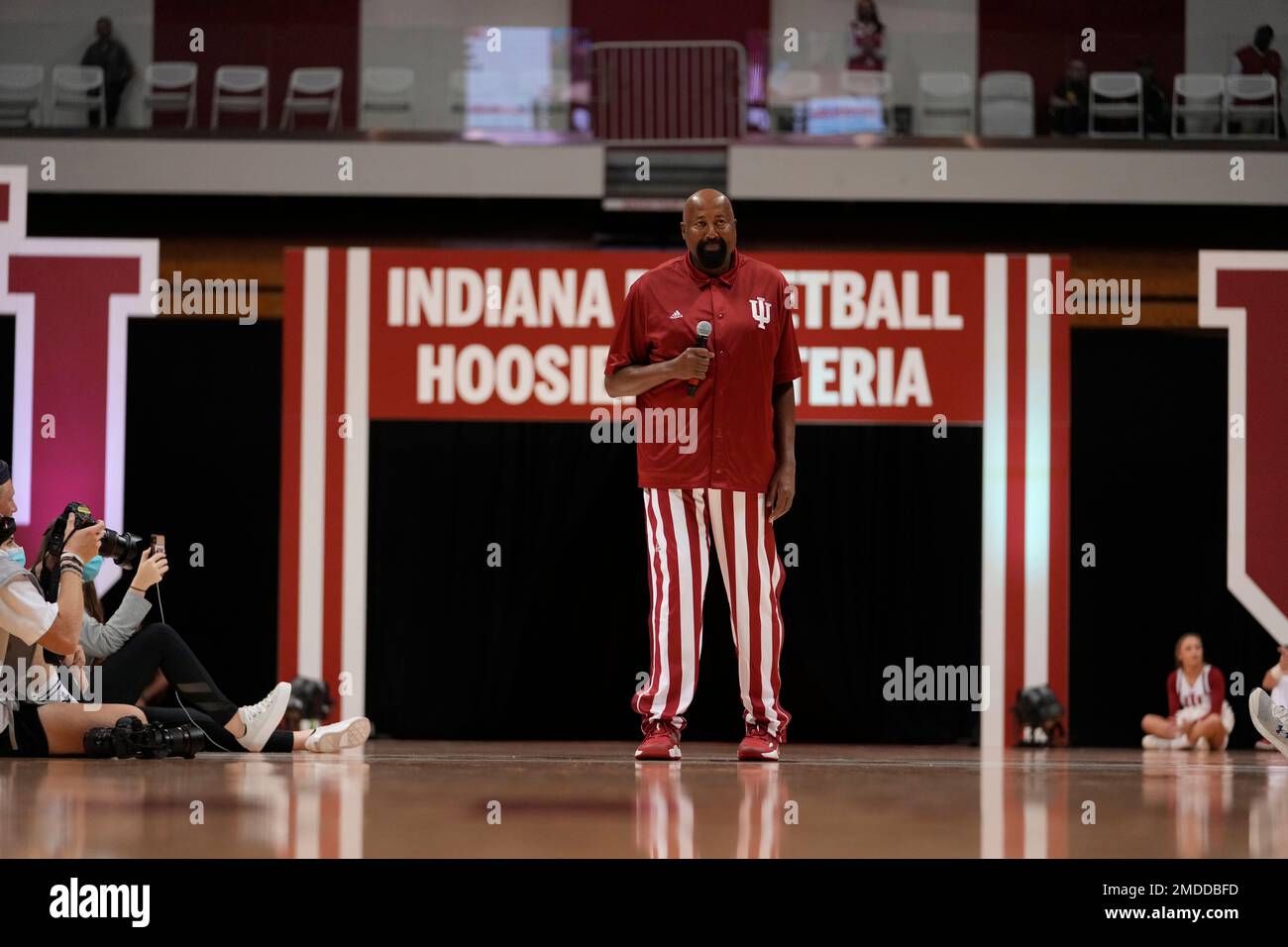 Indiana head coach Mike Woodson during the teams Hoosier Hysteria NCAA basketball season kickoff ...