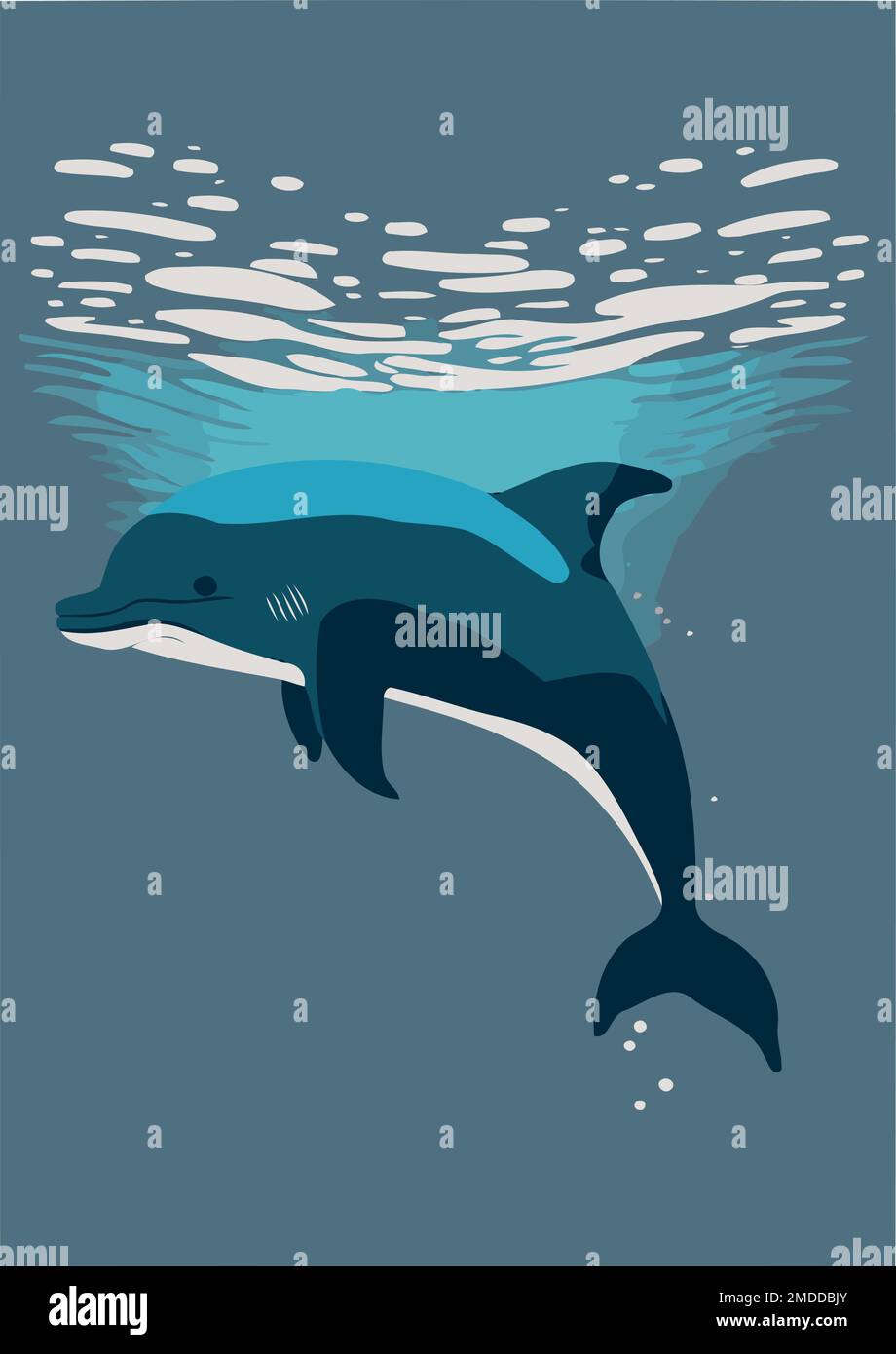 illustration of marine animal dolphin diving under the sea made to ...