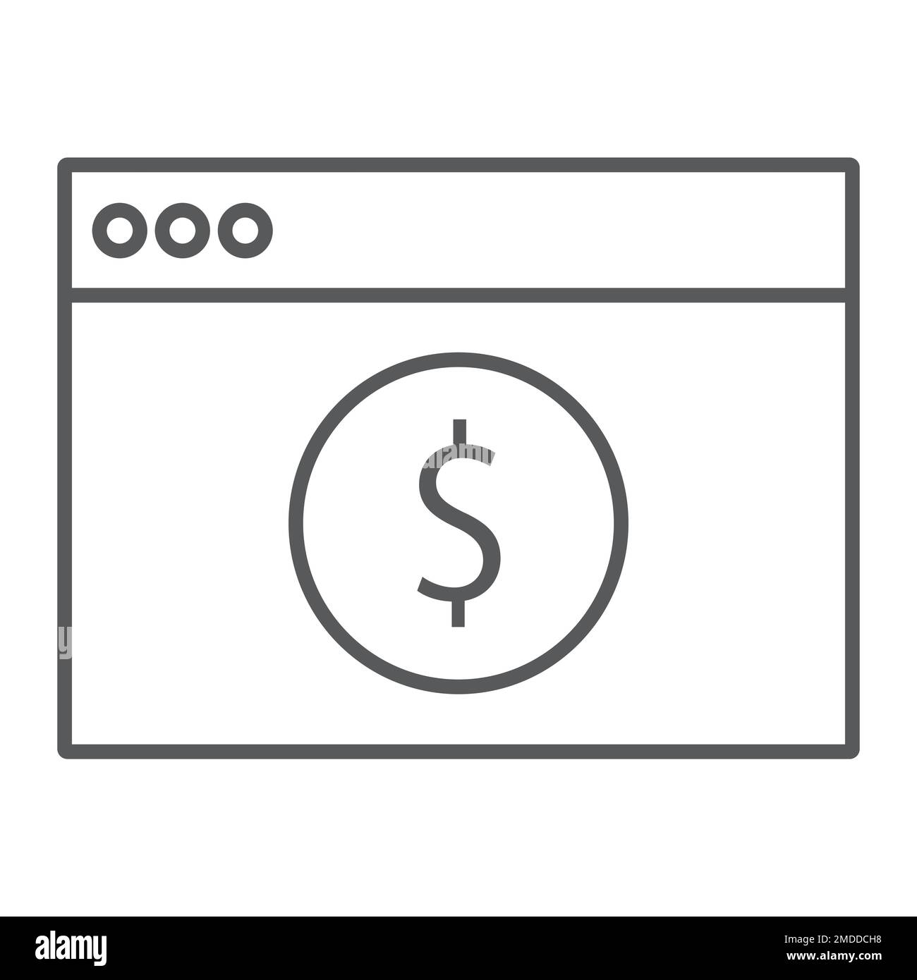 Online banking thin line icon, finance and banking, payment sign, vector graphics, a linear ...