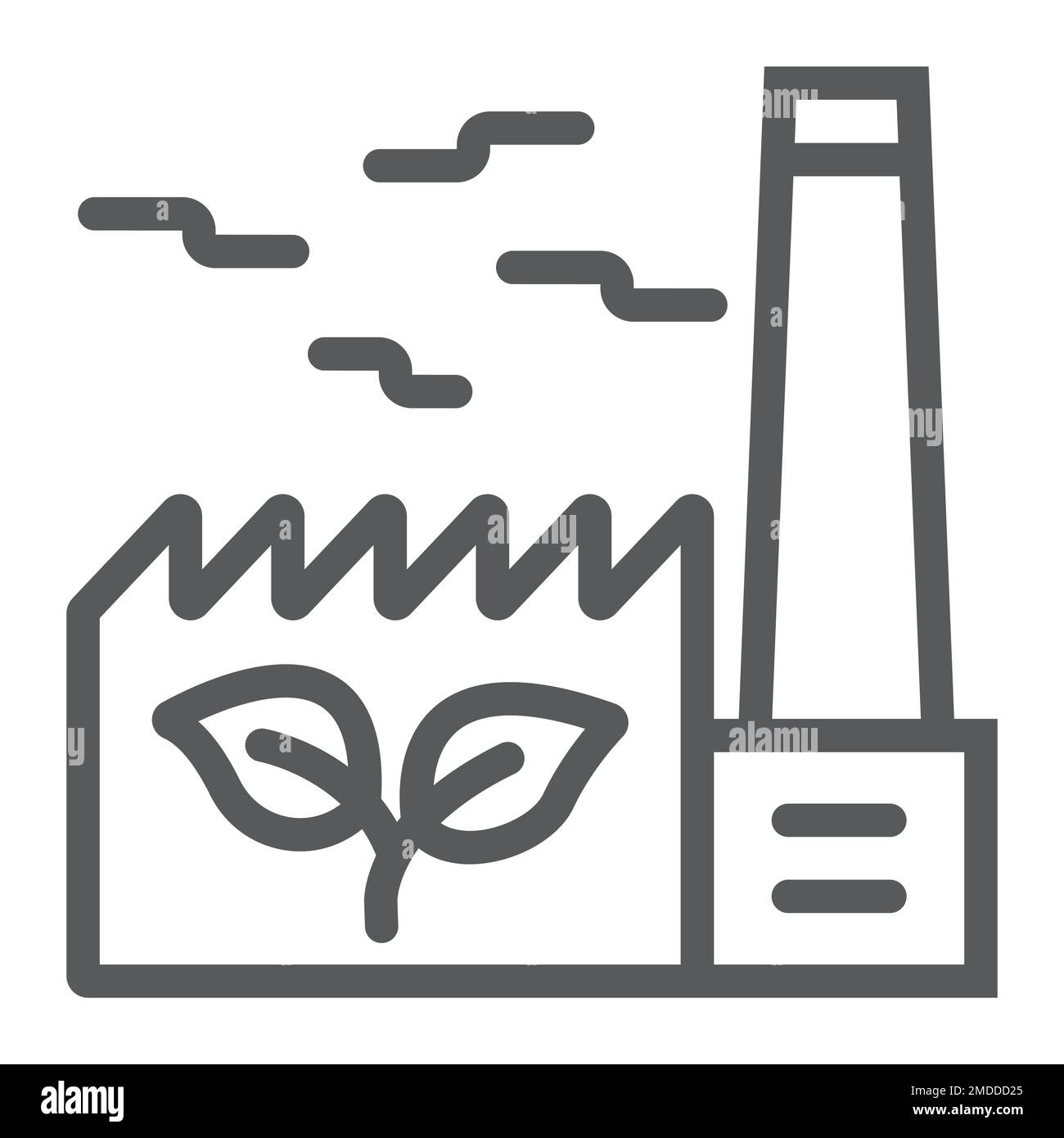 Green Factory line icon, ecology and energy, green industry sign ...