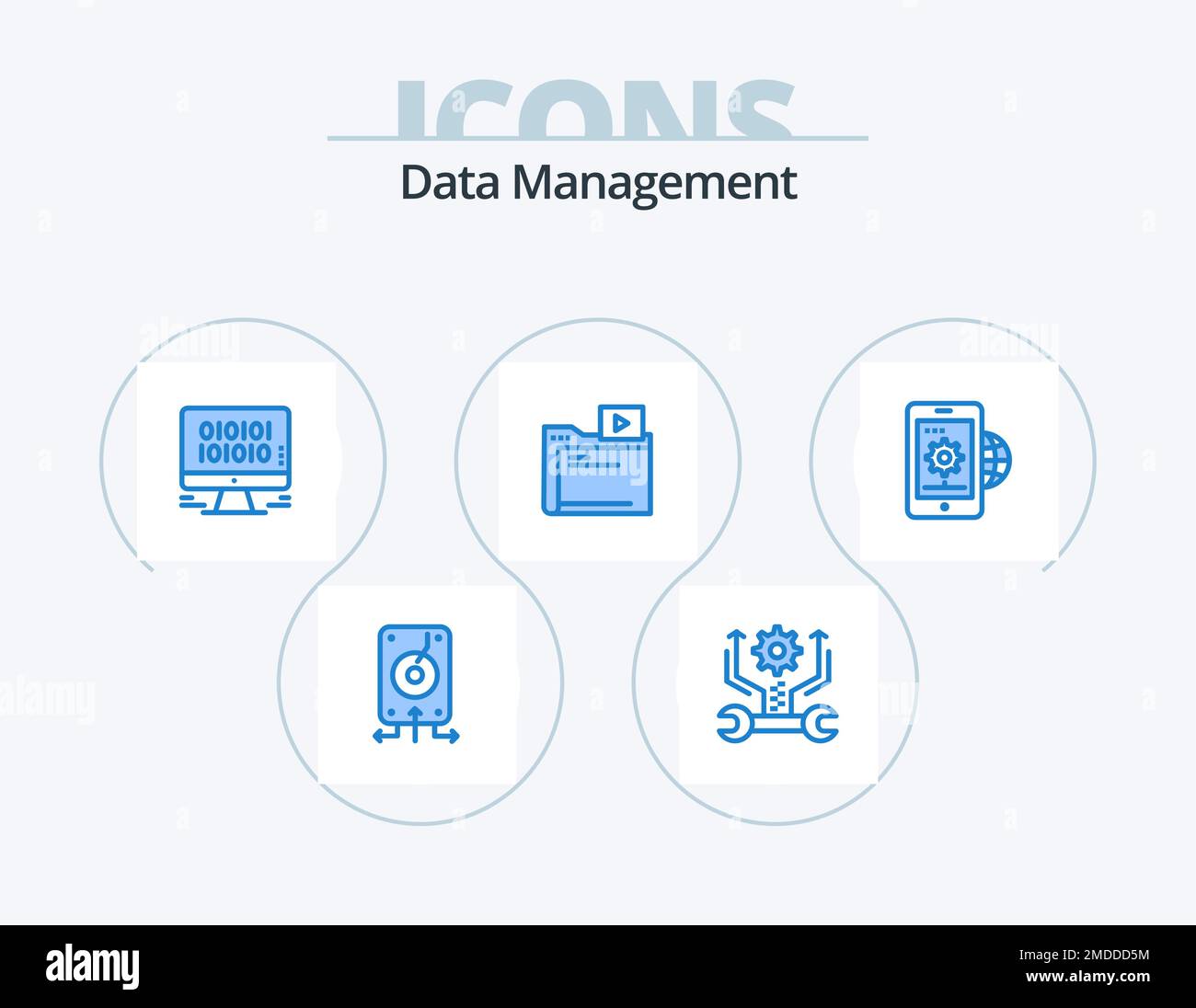Data Management Blue Icon Pack 5 Icon Design. business. video. tools ...