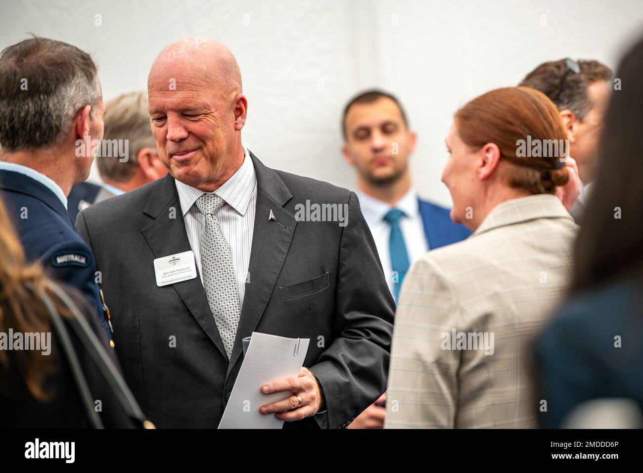 Gen. John W. “Jay” Raymond, center, Chief of Space Operations, speaks ...