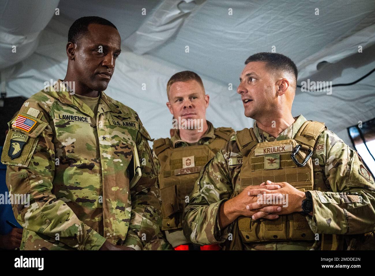 U. S. Air Force Col. Jeffrey Krulick, right, Commander, 621st ...