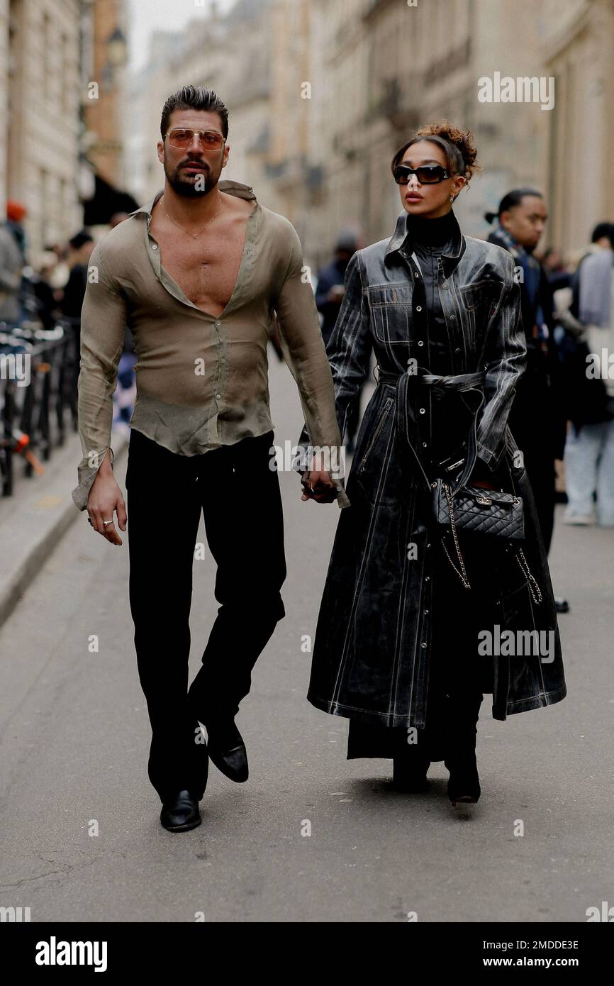 Street style, Simone Susinna and Eden Fines arriving at Ludovic de ...