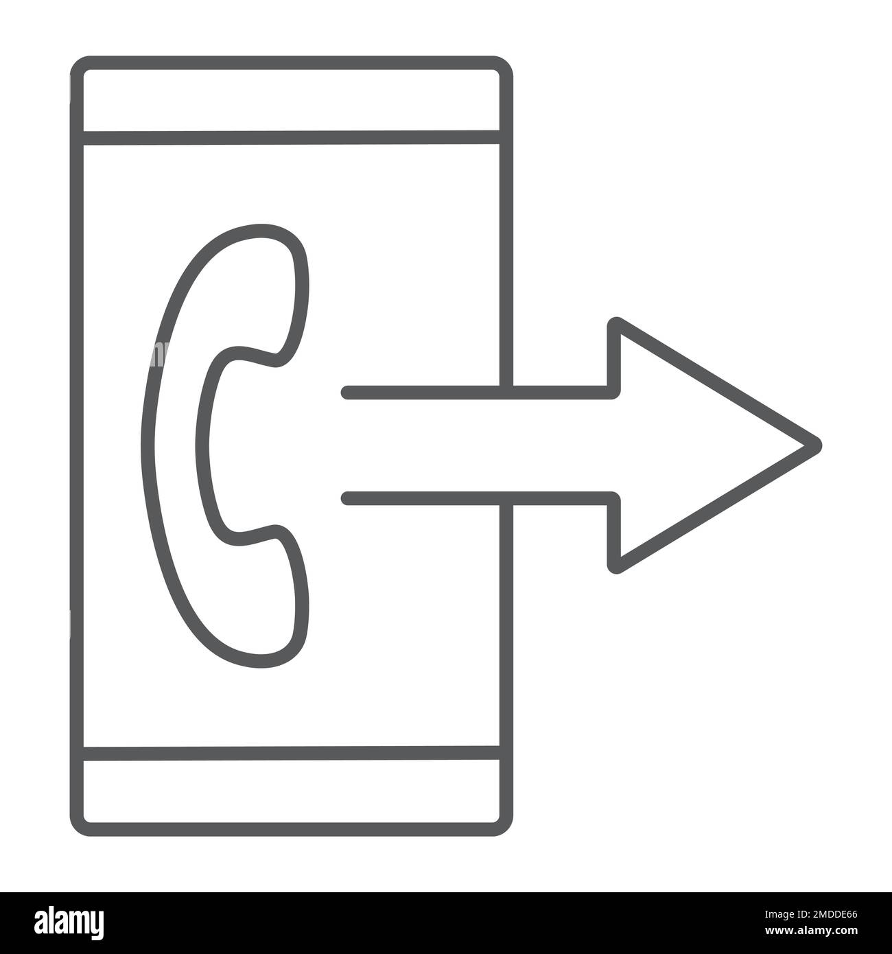 Outgoing call line icon, smartphone and ring, button sign, vector ...