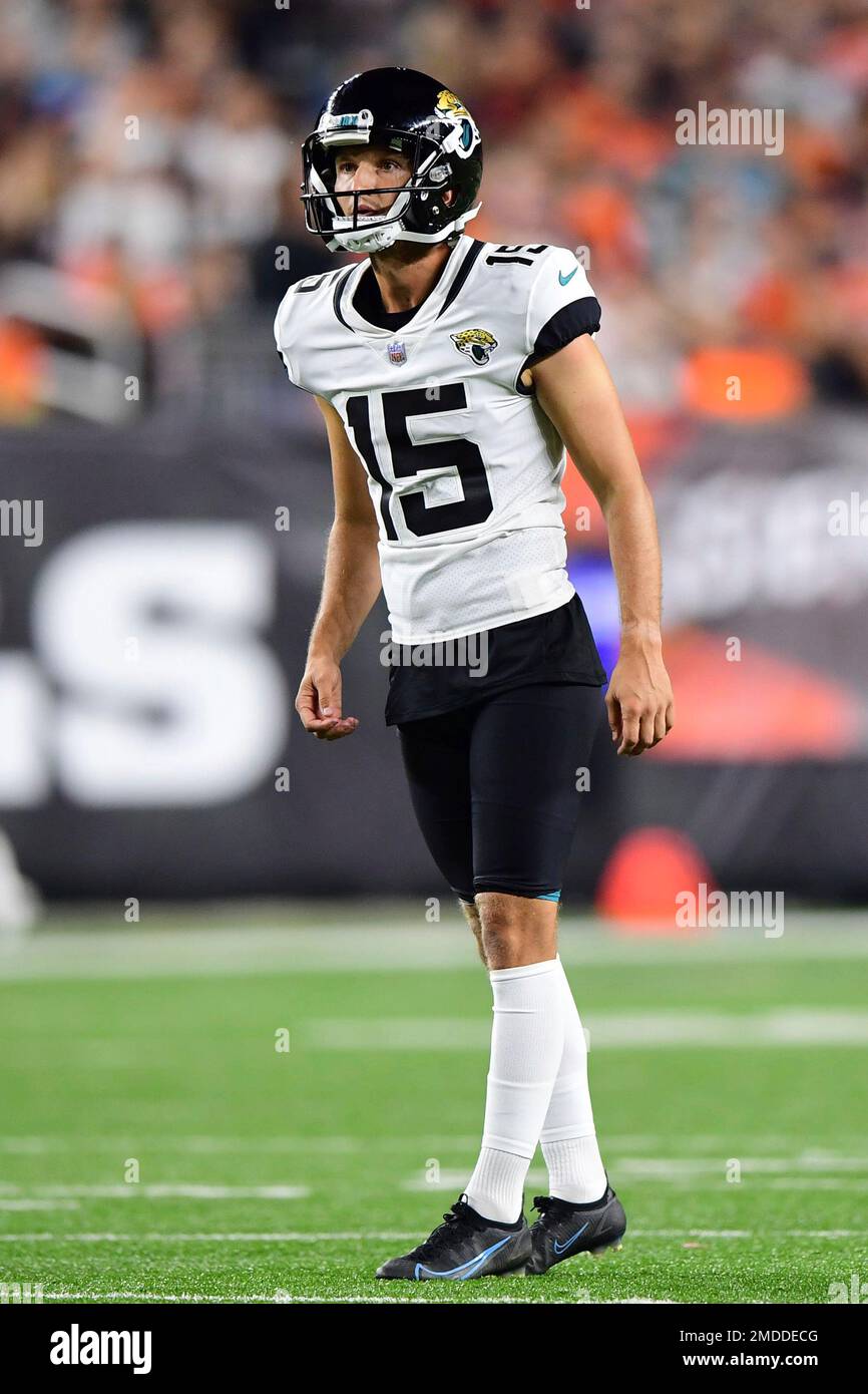 Jacksonville Jaguars kicker Matthew Wright (15) prepares to kick during ...