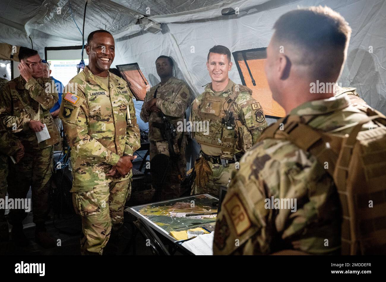 U. S. Air Force Col. Jeffrey Krulick, right, Commander, 621st ...