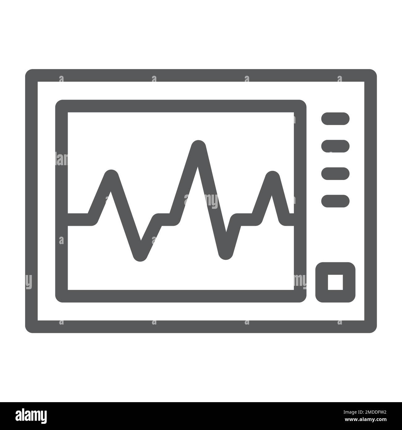 Ecg machine line icon, medicine and cardiology, heartbeat rate sign ...