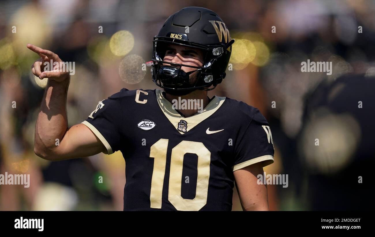 Wake Forest quarterback Sam Hartman gestures against Louisville during ...