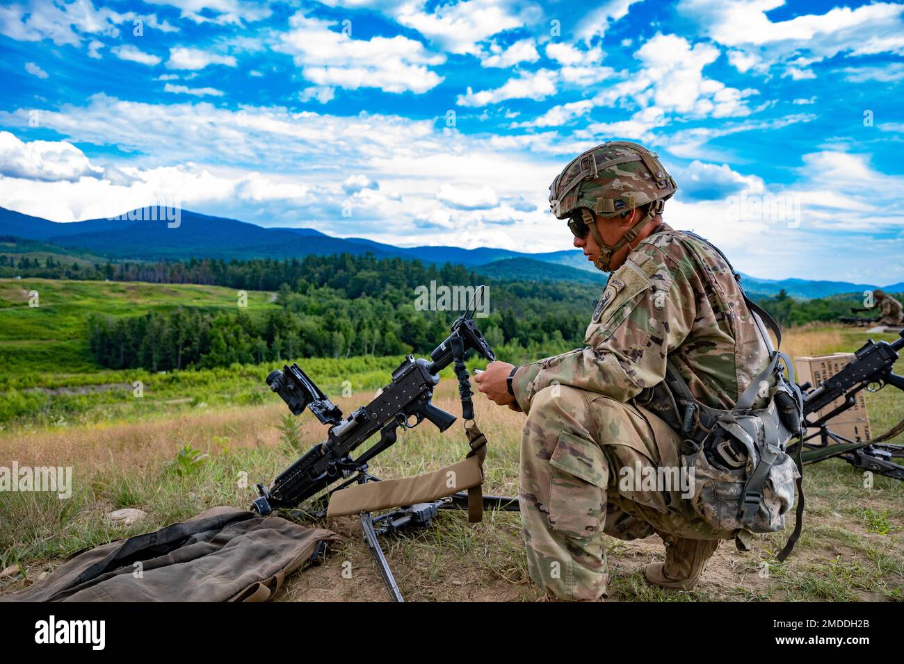 A U.S. Army infantryman assigned to the 1st Battalion, 102nd Infantry ...