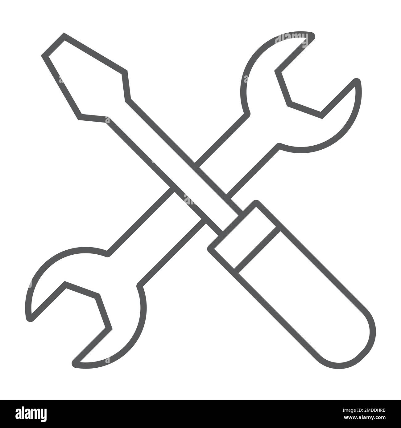 Screwdriver and wrench thin line icon, settings and repair, service ...