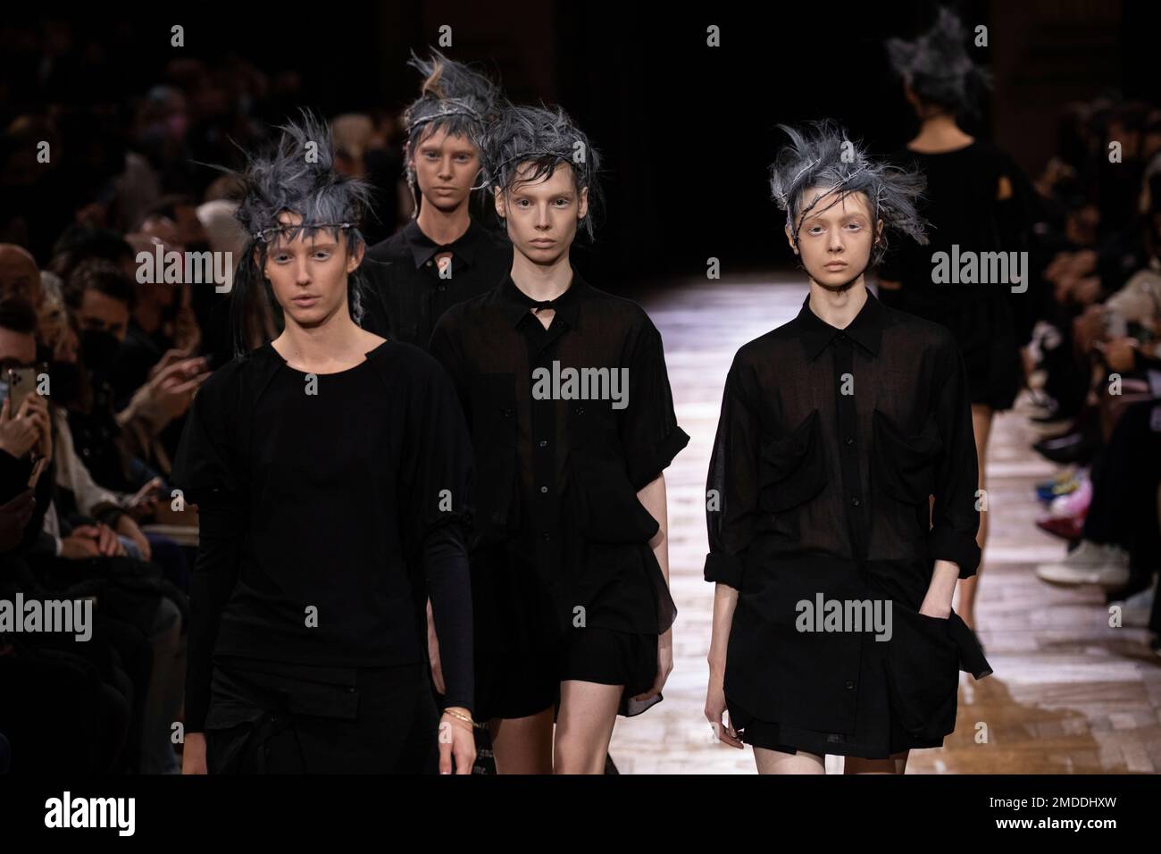 Models wear creations for the Yamamoto Spring-Summer 2022 ready-to-wear ...