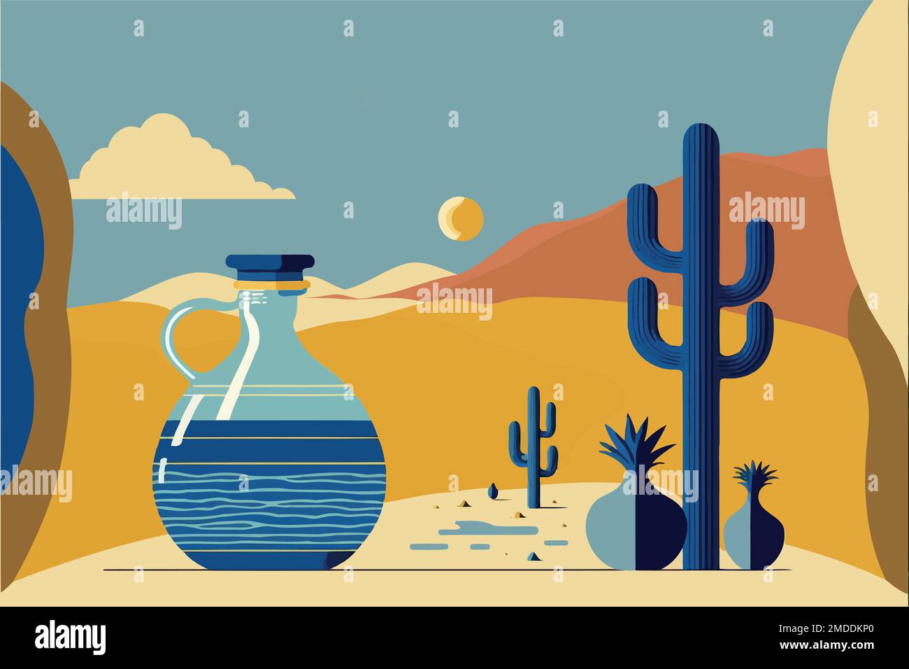 illustration of a desert exhibiting scarcity of water resources made to ...