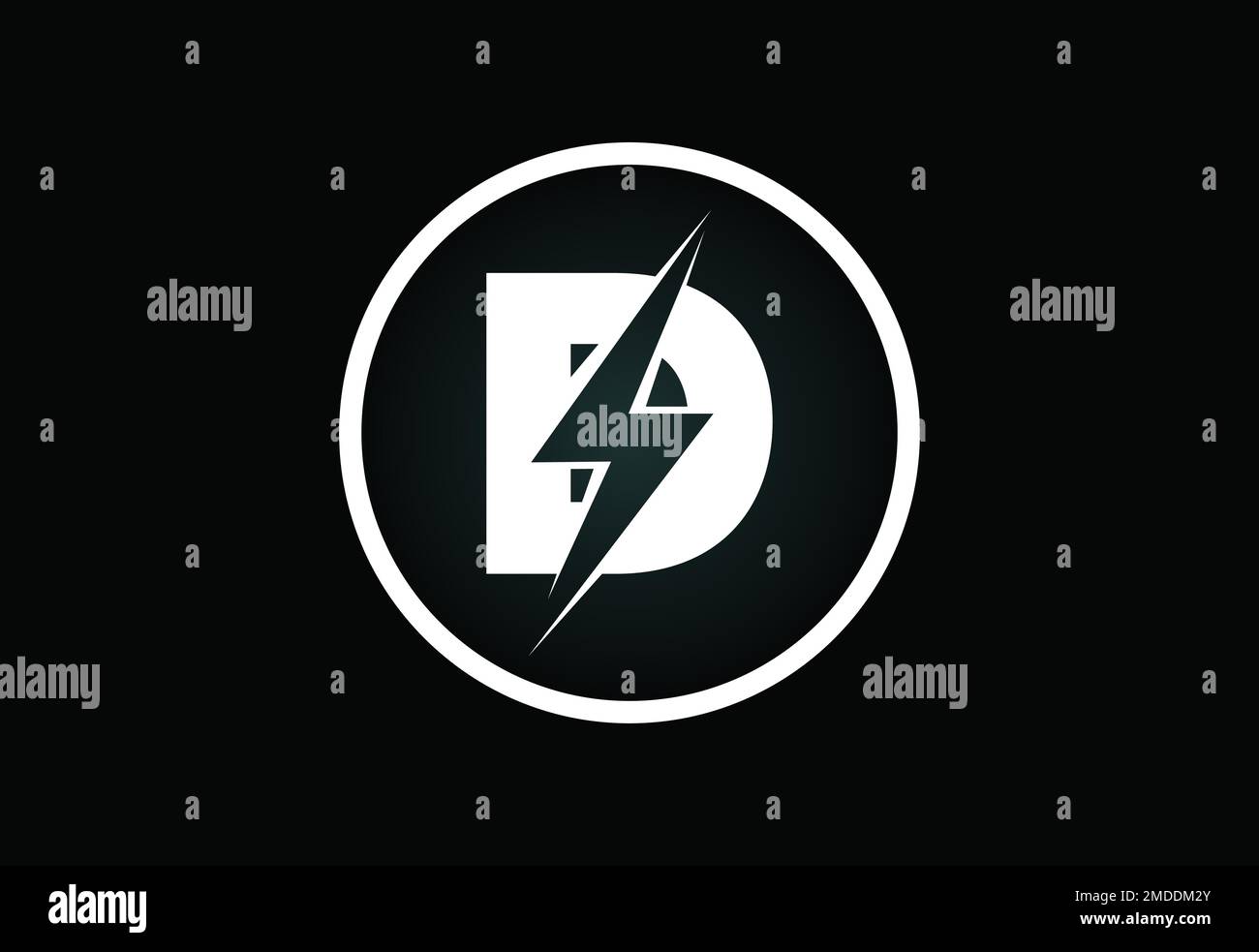 Initial D letter logo design with lighting thunder bolt. Electric bolt ...