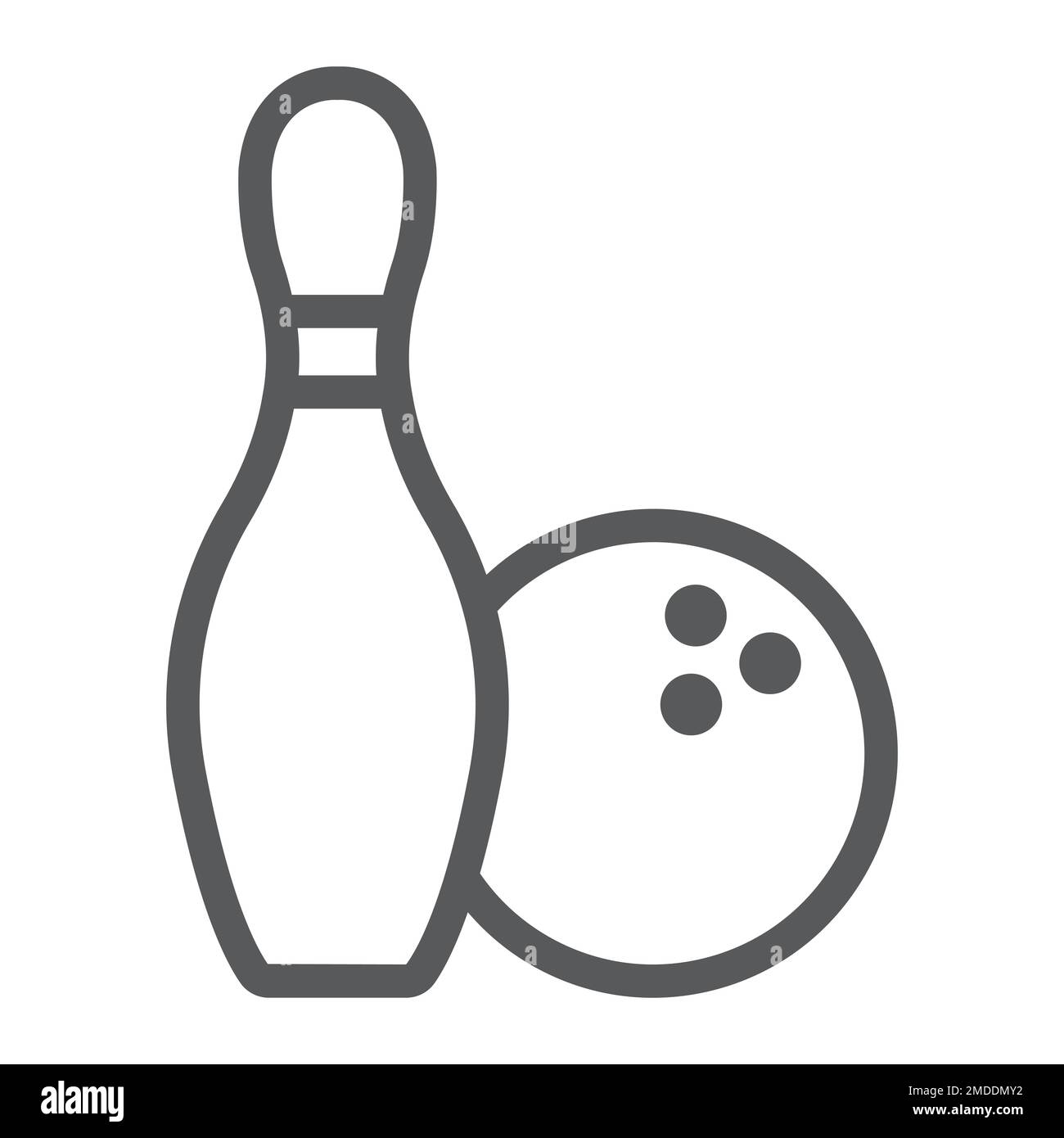 Bowling line icon, game and sport, bowling pins and ball sign, vector ...