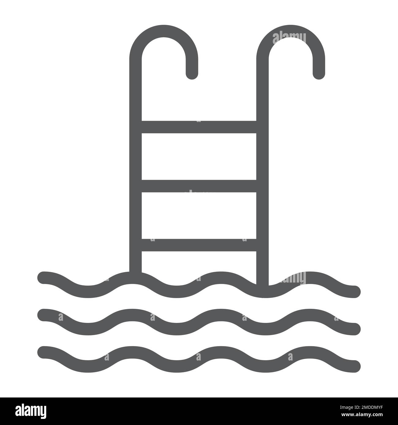 Swimming pool line icon, water and sport, ladder sign, vector graphics ...