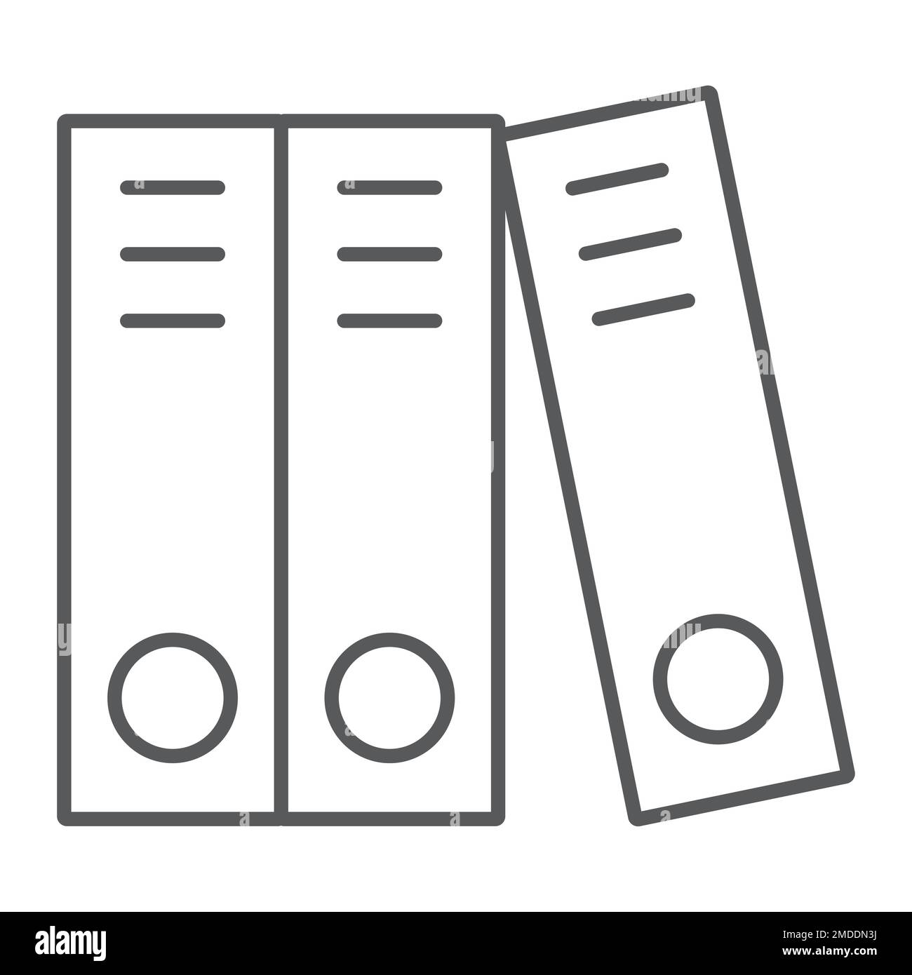 Ring binder thin line icon, office and work, file folder sign, vector graphics, a linear pattern ...