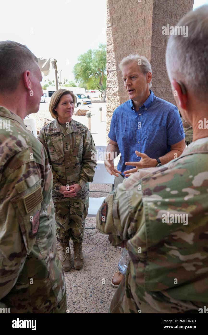Bud Knight, great-nephew of 1st Lt. Raymond Knight, speaks with U.S ...