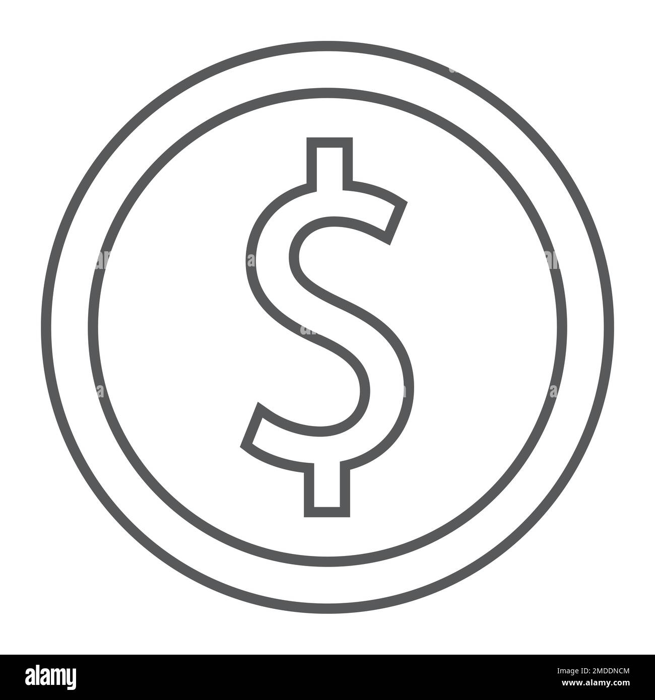 Dollar coin thin line icon, finance and banking, currency sign, vector ...