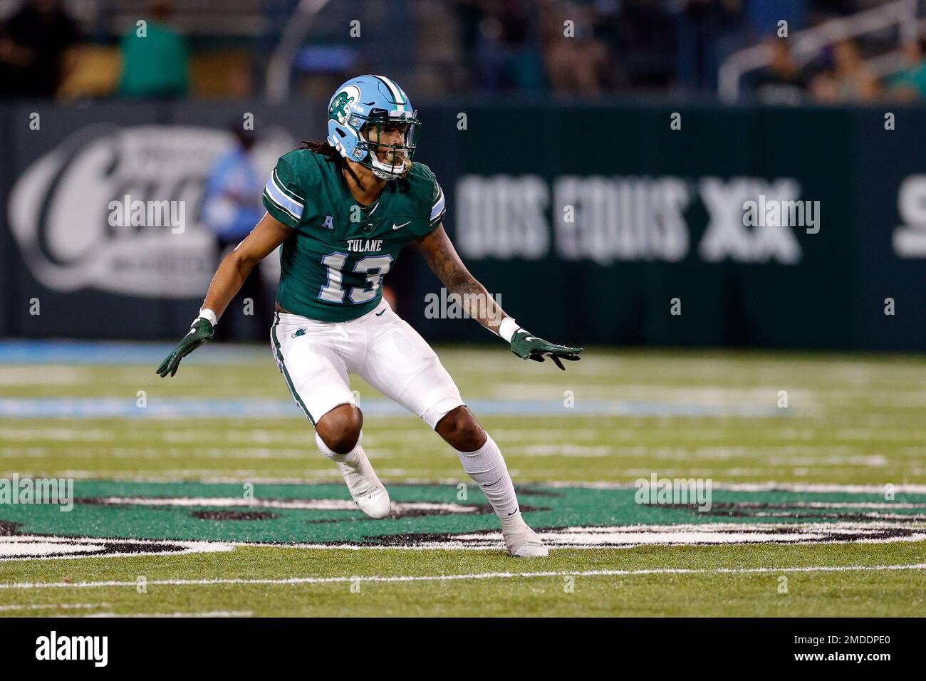 Tulane safety Derrion Rakestraw (13) in action during an NCAA football ...