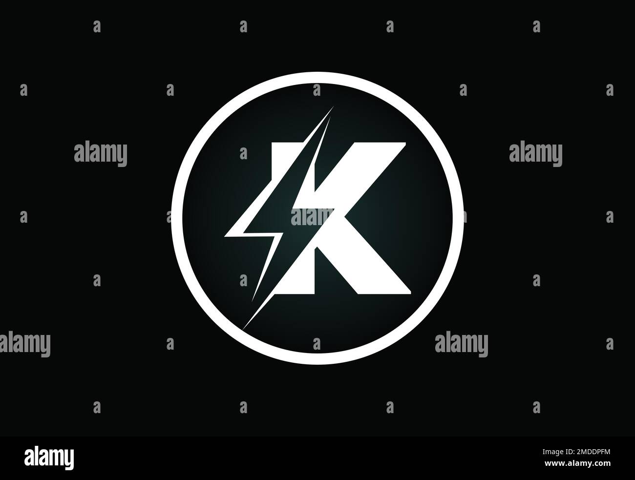 Initial K letter logo design with lighting thunder bolt. Electric bolt ...