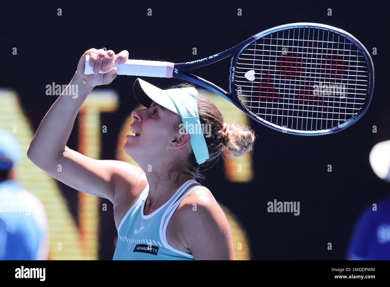 Magda Linette of Poland celebrates defeating Caroline Garcia of, France ...