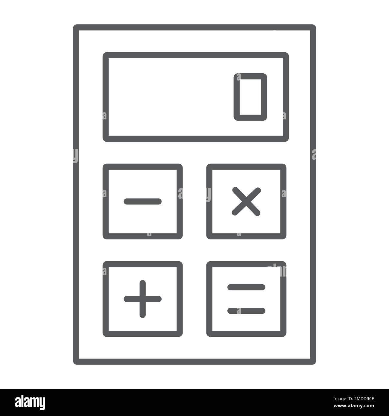 Calculator thin line icon, office and work, electronic sign, vector graphics, a linear pattern ...
