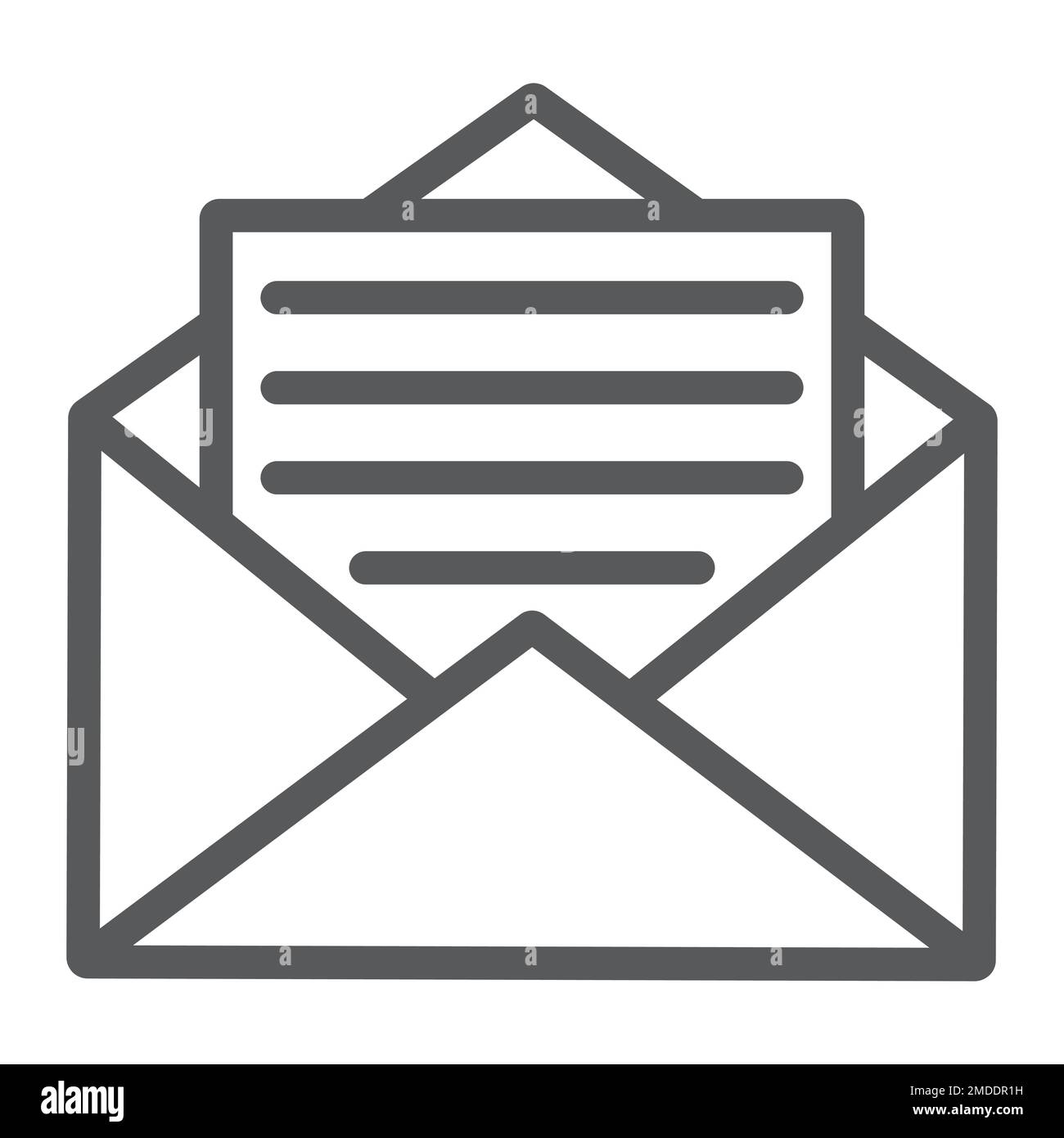 Open mail line icon, envelope and letter, email sign, vector graphics ...