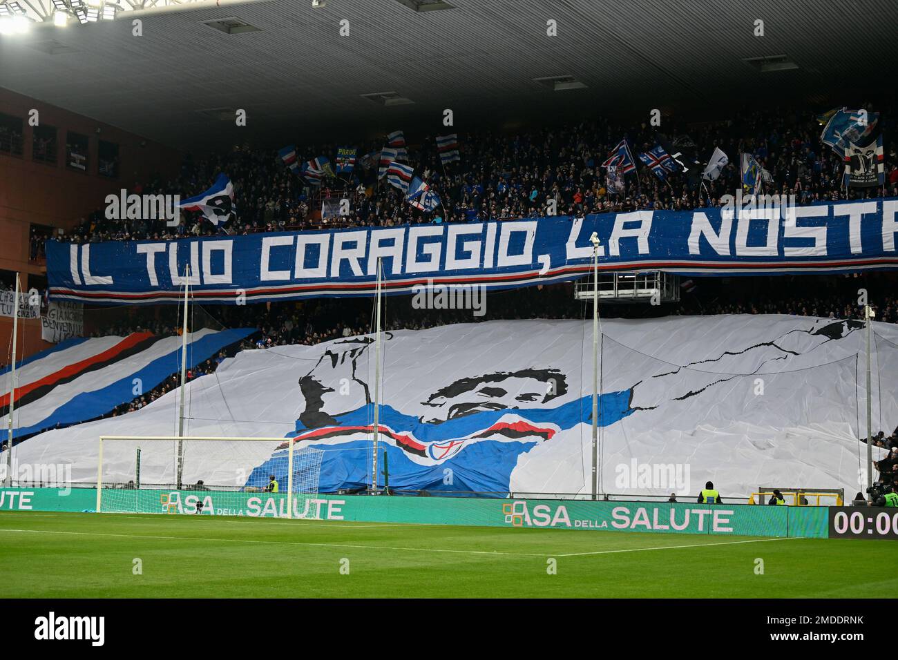 Luigi Ferraris stadium, Genova, Italy, January 22, 2023, supporter's ...
