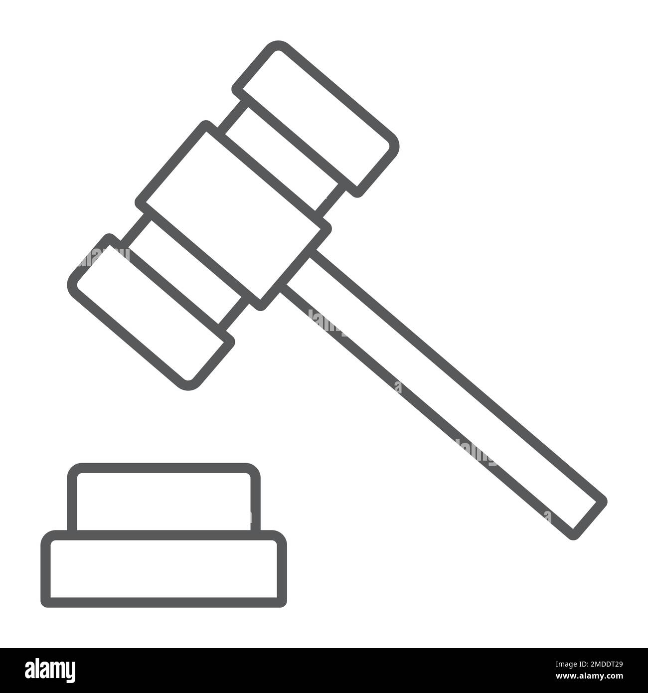 Auction hammer thin line icon, finance and banking, judge sign, vector ...